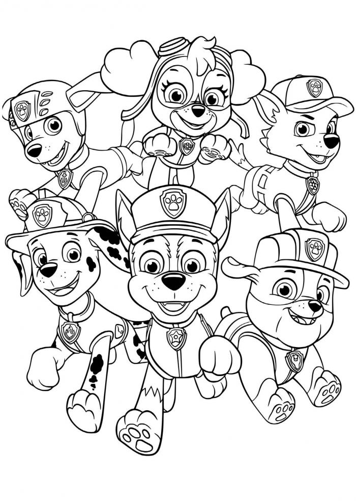 Free PAW Patrol Crew coloring sheet and PDF to print