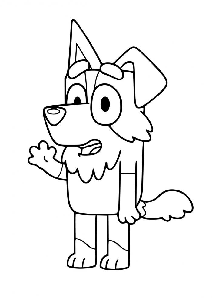 Free Mackenzie Waiving (Bluey) coloring sheet and PDF to print