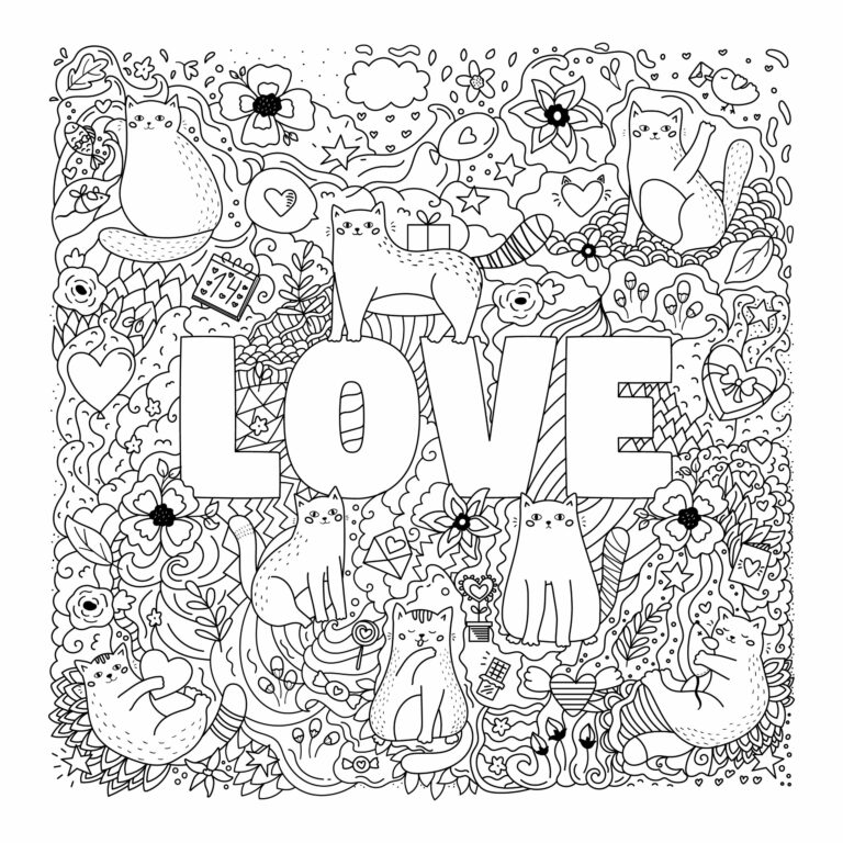 Printable Love Coloring Pages For Kids. Add some lovely colors!